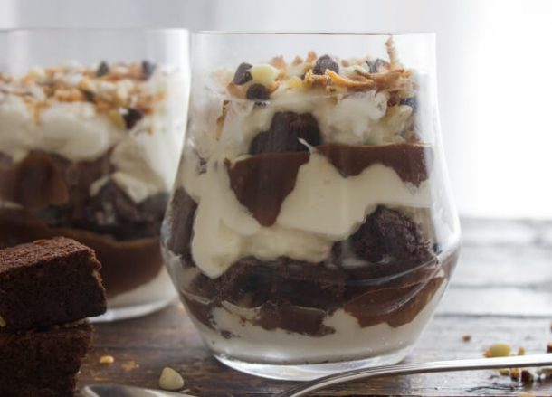 Seven Layer Brownie Cheesecake Parfait - An Italian in my Kitchen
