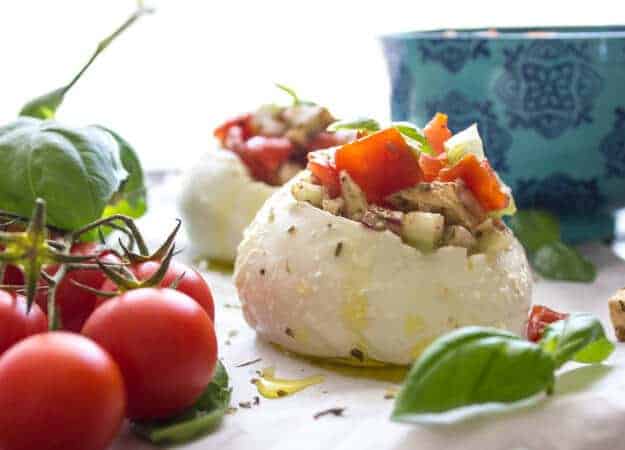 Easy Stuffed Fresh Mozzarella Caprese