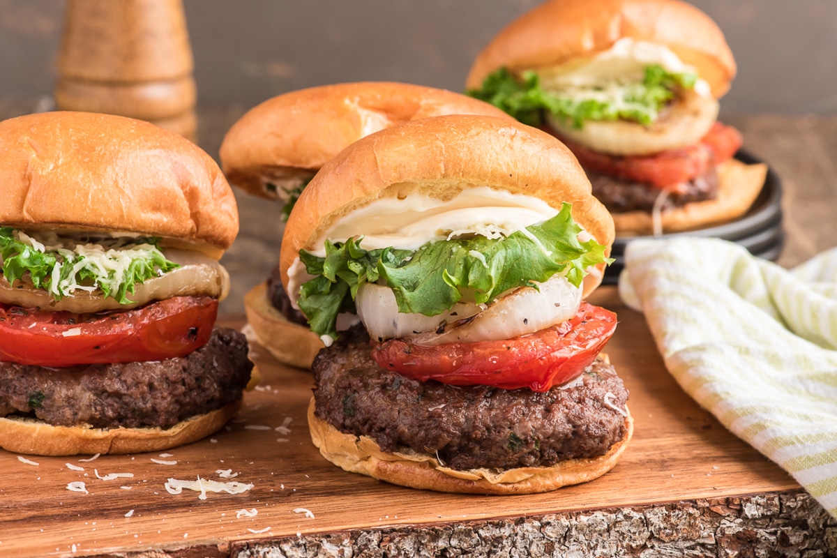 Parmesan Crusted Beef Burgers Recipe - An Italian in my Kitchen