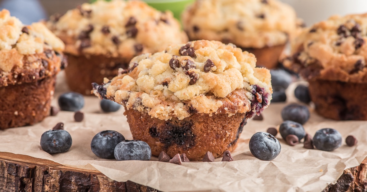 Streusel Blueberry Chocolate Chip Muffins - An Italian in my Kitchen