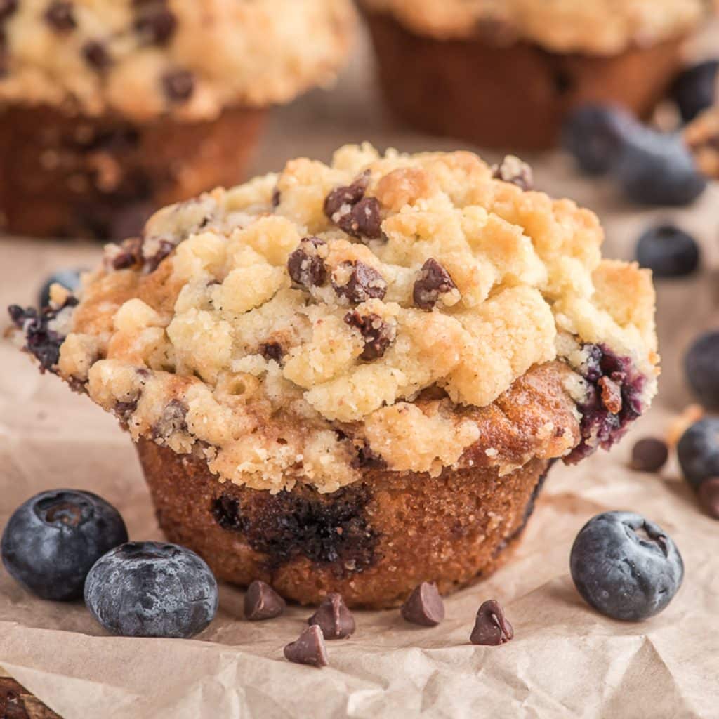 Streusel Blueberry Chocolate Chip Muffins - An Italian in my Kitchen