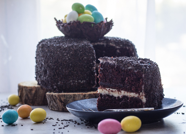 Chocolate Easter Egg Nest Cake Recipe - An Italian in my Kitchen