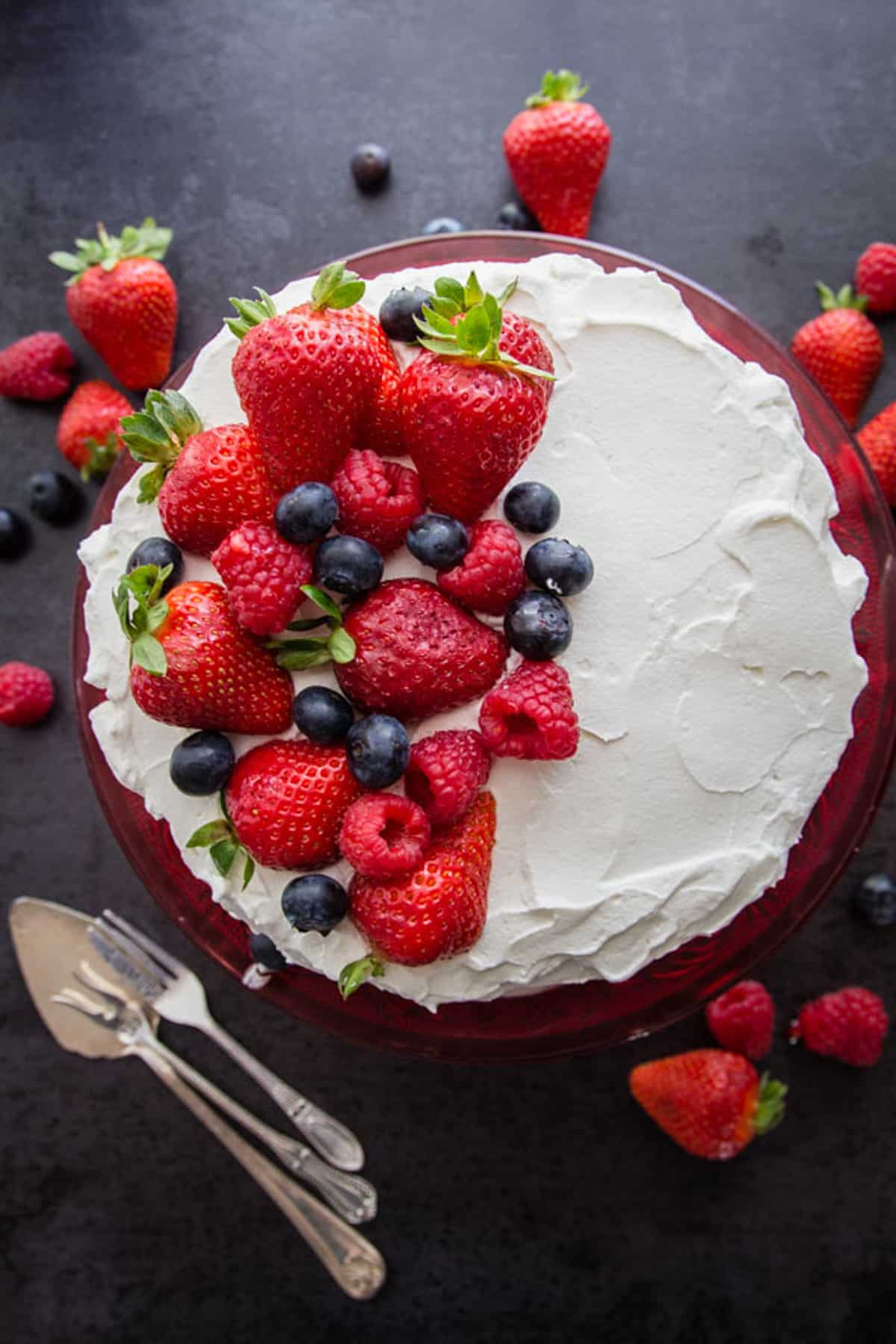 Strawberries and Cream Vertical Layer Cake Recipe - An Italian in my ...