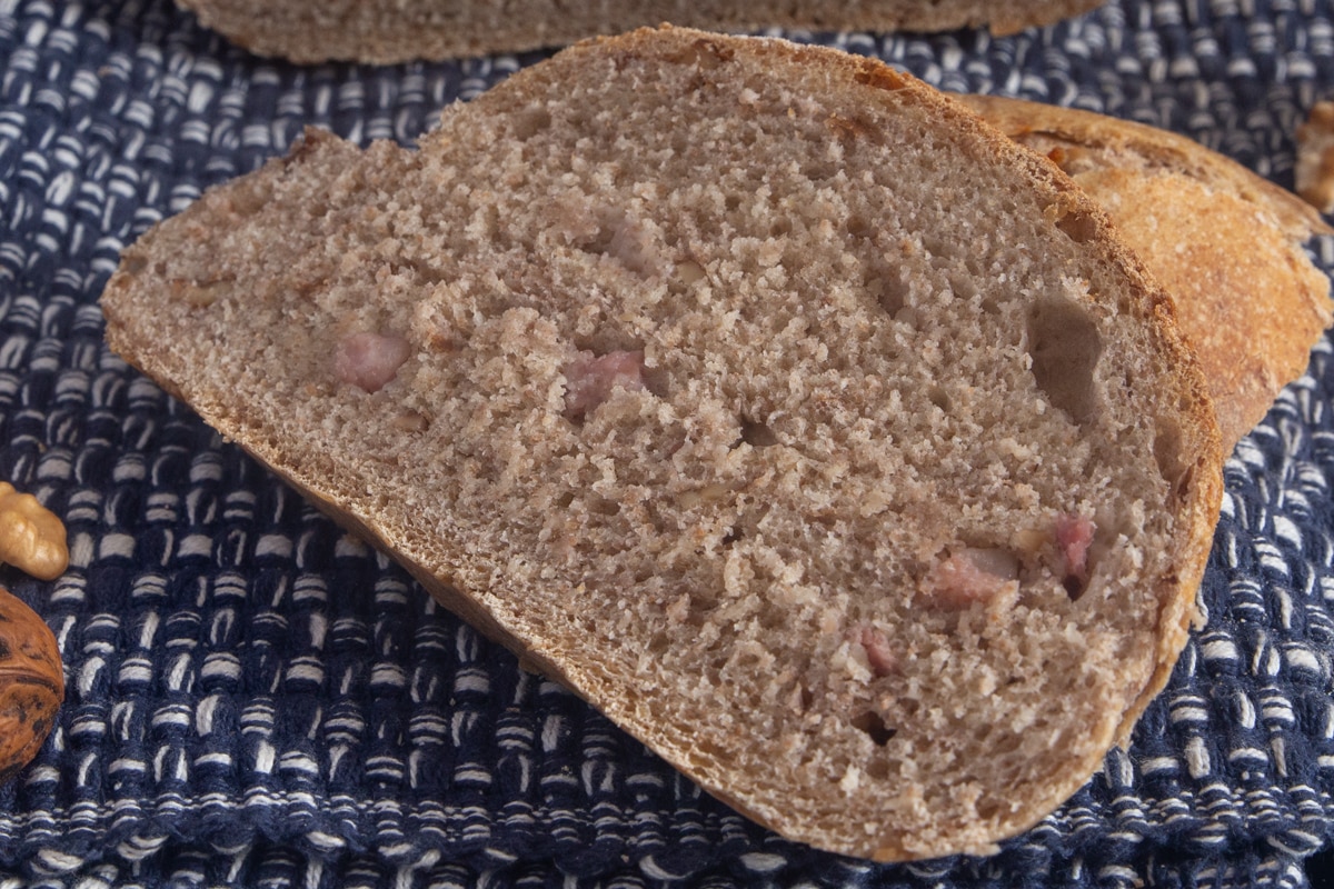 Homemade Pancetta Walnut Bread Recipe - An Italian in my Kitchen