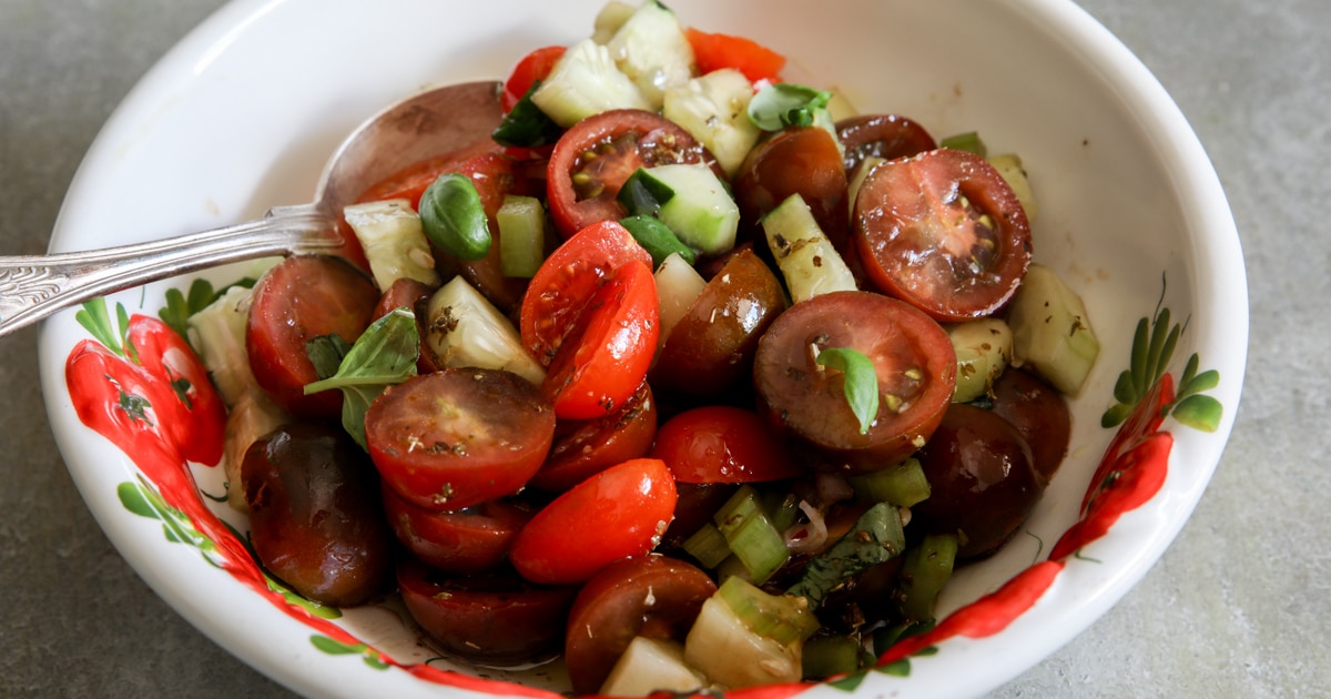 Simple Tomato Salad Recipe - An Italian in my Kitchen