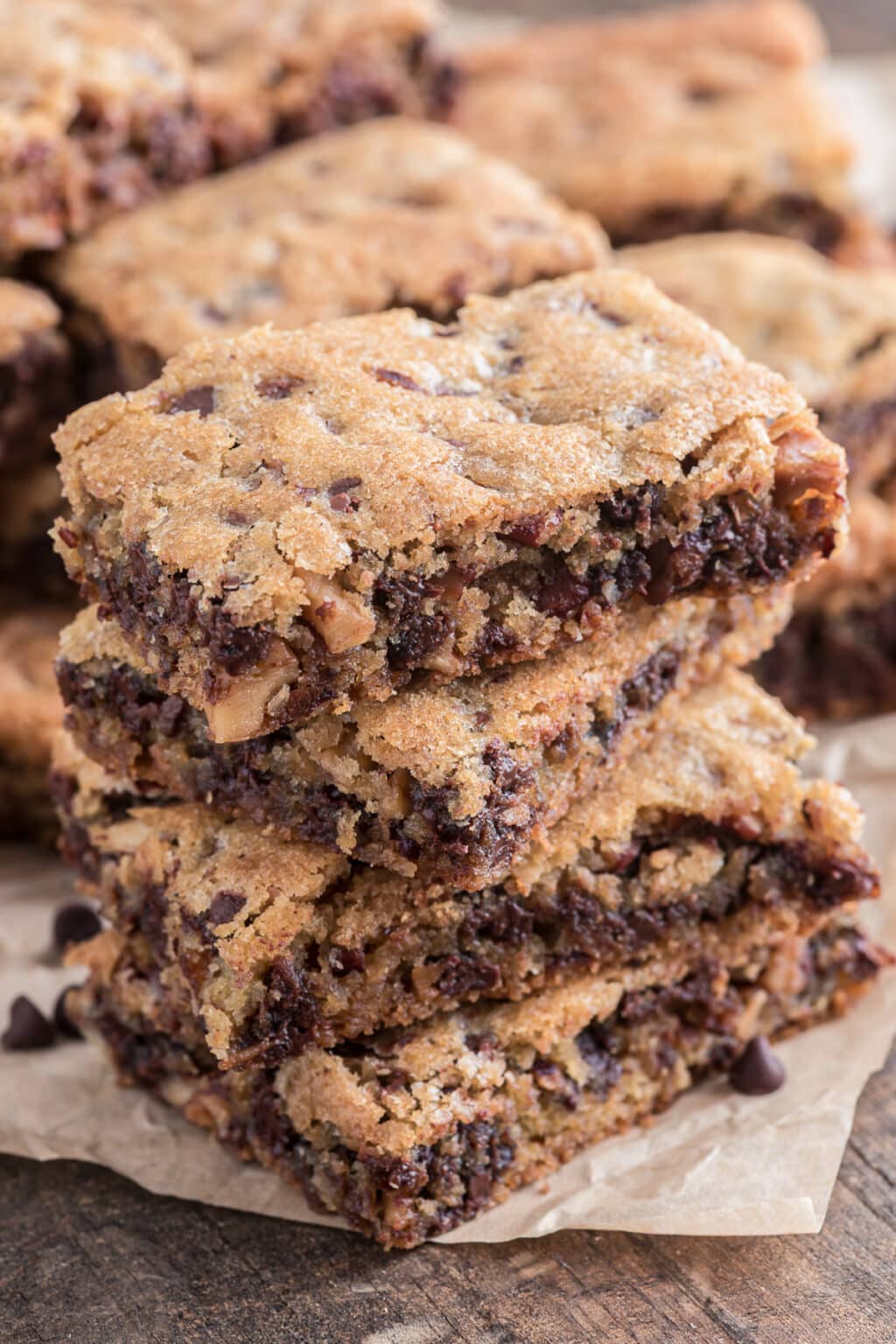 Nutty Chocolate Chip Cookie Bars Recipe - An Italian in my Kitchen